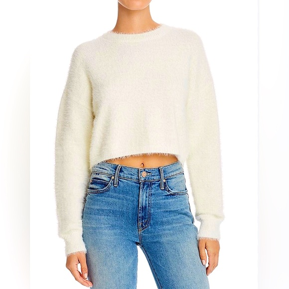 Bardot | Sweaters | Bardot Cropped Fluffy Knit In Ecru | Poshmark